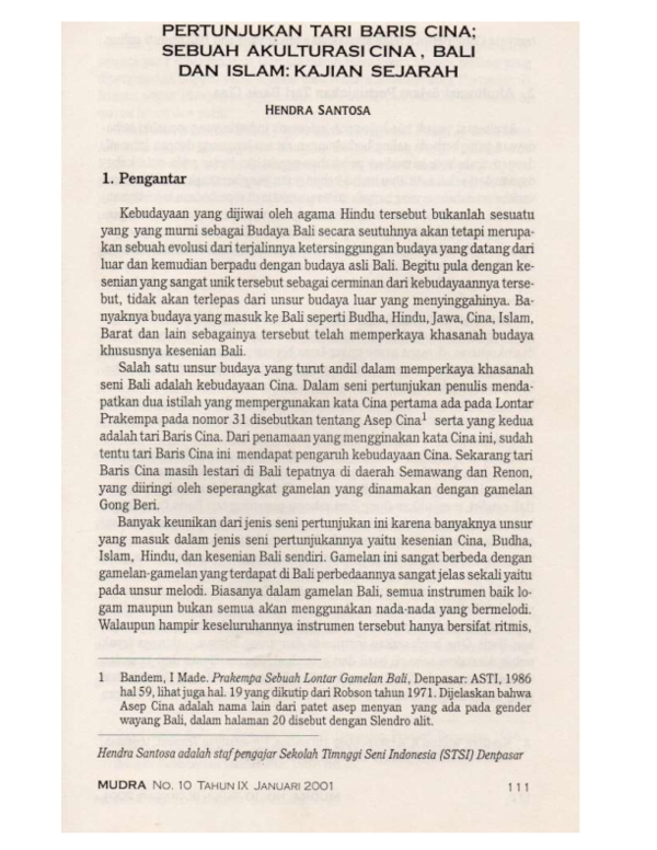 (PDF) Pertunjukan Tari Baris Cina; Sebuah Akulturasi Cina, Bali dan ...