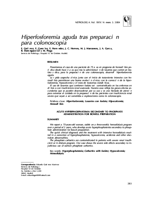 (PDF) Hiperfosforemia aguda tras preparación para colonoscopia ACUTE ...