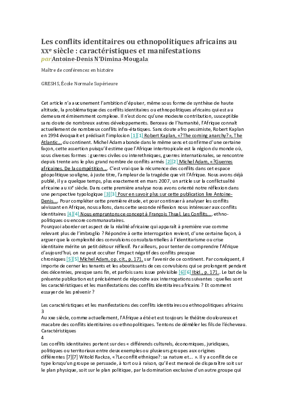 (DOC) Les conflits identitaires ou ethnopolitiques africains.