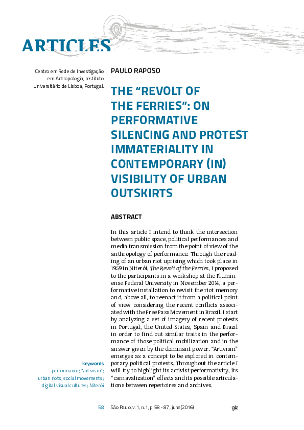 (PDF) THE " REVOLT OF THE FERRIES " : ON PERFORMATIVE SILENCING AND ...