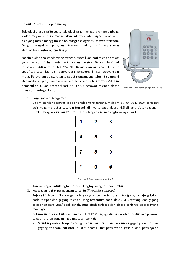 (DOC) Produk: Pesawat Telepon Analog