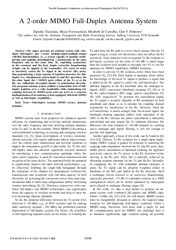(PDF) A 2-order MIMO Full-Duplex Antenna System
