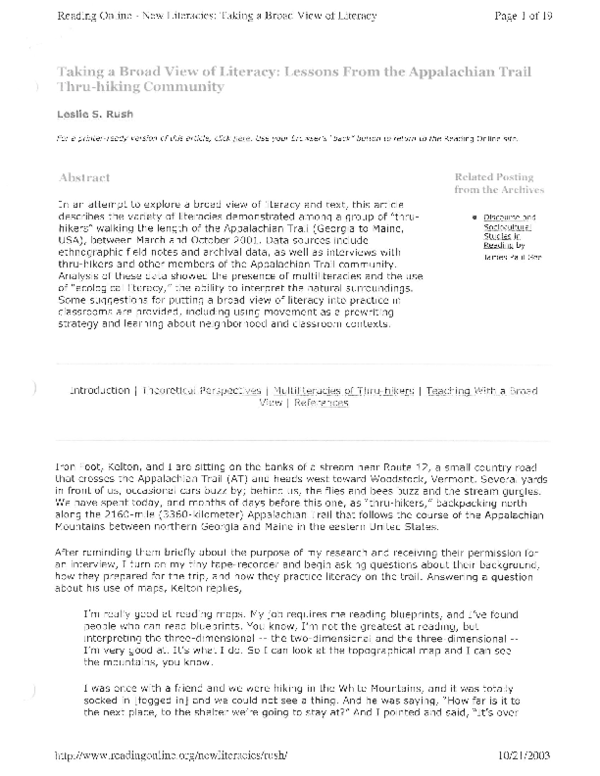 (PDF) Taking a broad view of literacy: Lessons from the Appalachian ...