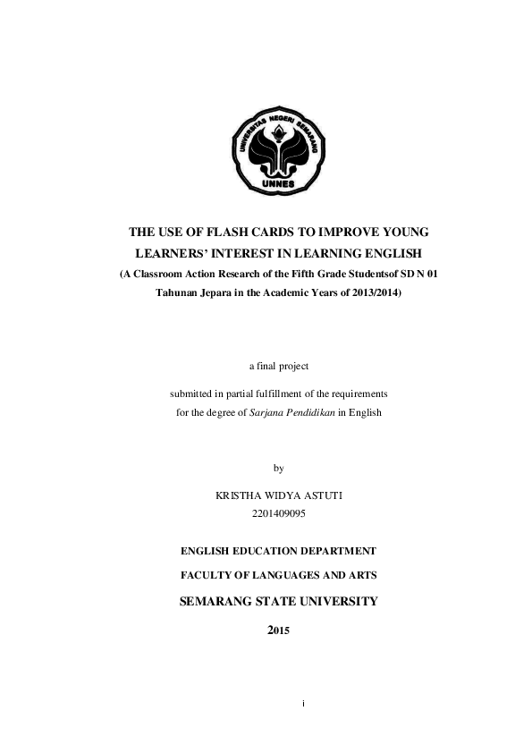 (PDF) THE USE OF FLASH CARDS TO IMPROVE YOUNG LEARNERS' INTEREST IN ...