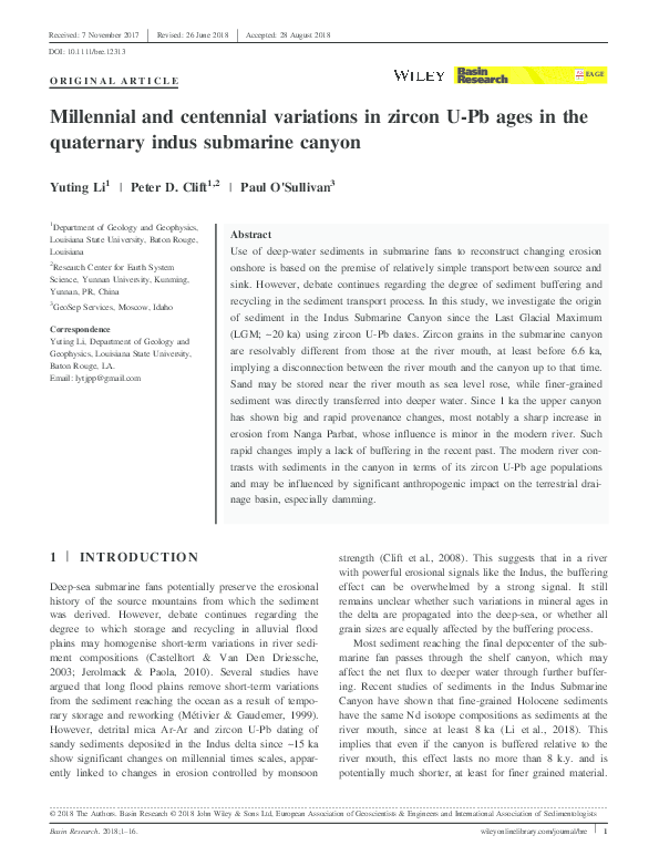 (PDF) Millennial and centennial variations in zircon U‐Pb ages in the ...