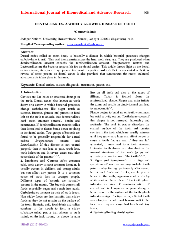 (PDF) Dental Caries | IOSR Journals - Academia.edu
