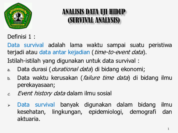 (PDF) ANALISIS DATA UJI HIDUP (SURVIVAL ANALYSIS
