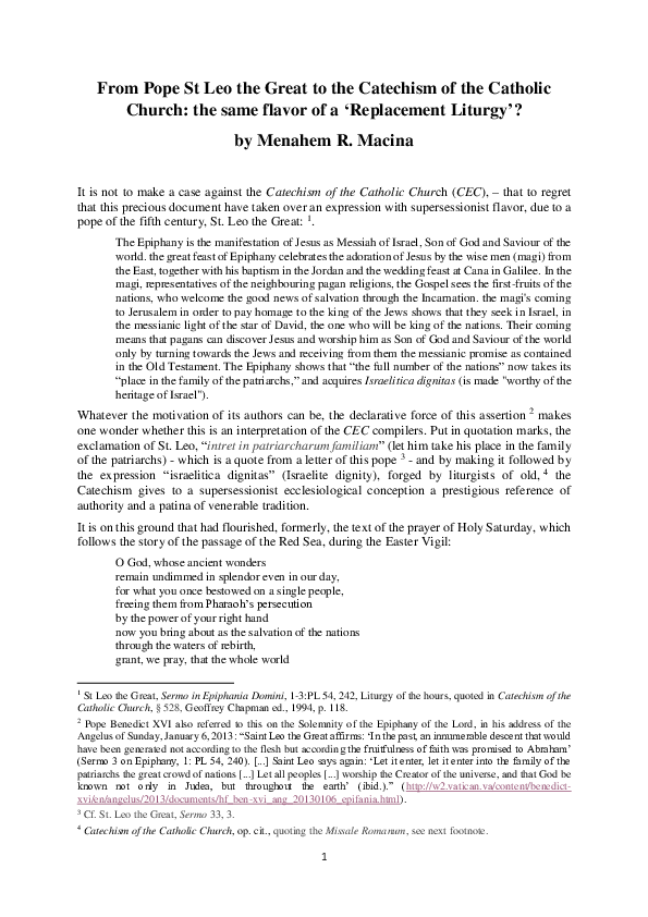 (PDF) From Pope St Leo the Great to the Catechism of the Catholic ...