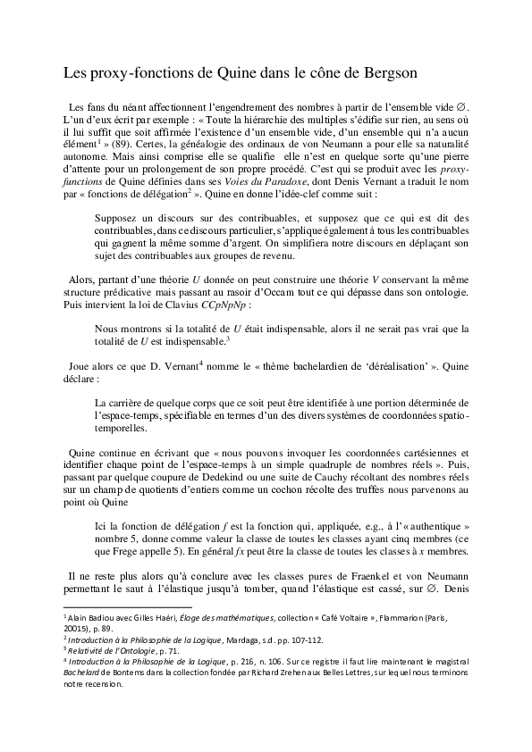 (DOC) Les proxy-fonctions de Quine dans le cône de Bergson