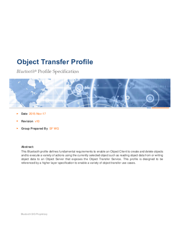 (PDF) Object Transfer Profile Bluetooth ® Profile Specification