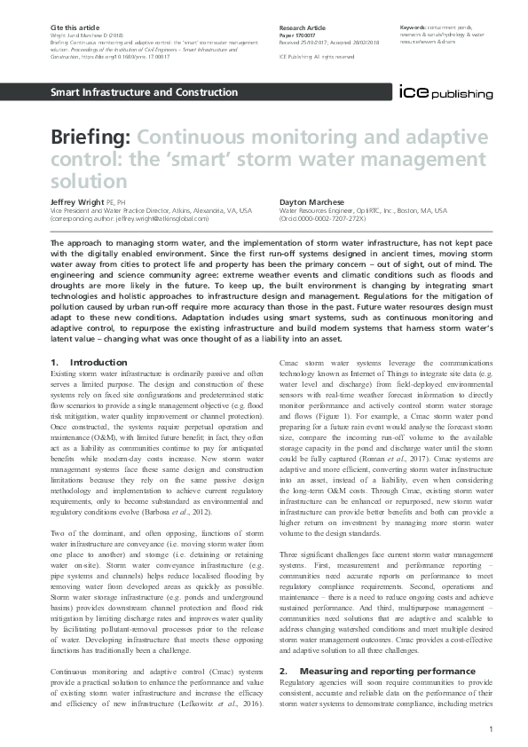 (PDF) Briefing: Continuous monitoring and adaptive control: the 'smart ...