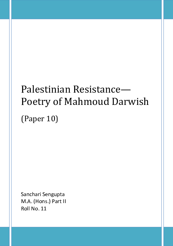 (DOC) Palestinian Resistance— Poetry of Mahmoud Darwish