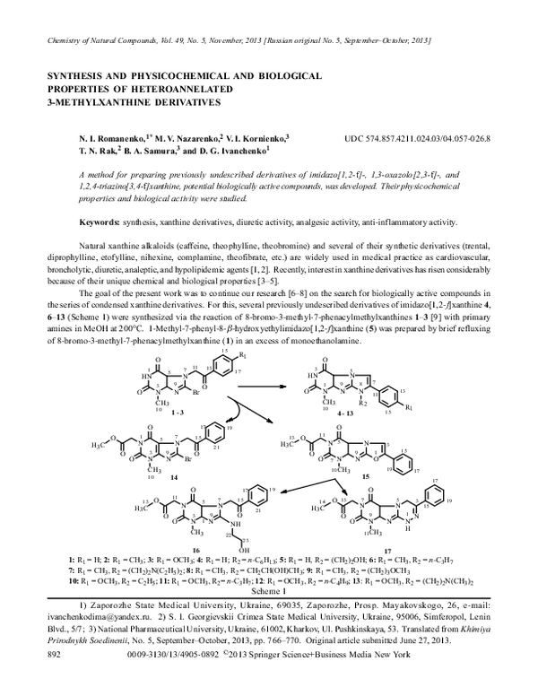 (PDF) SYNTHESIS AND PHYSICOCHEMICAL AND BIOLOGICAL PROPERTIES OF ...