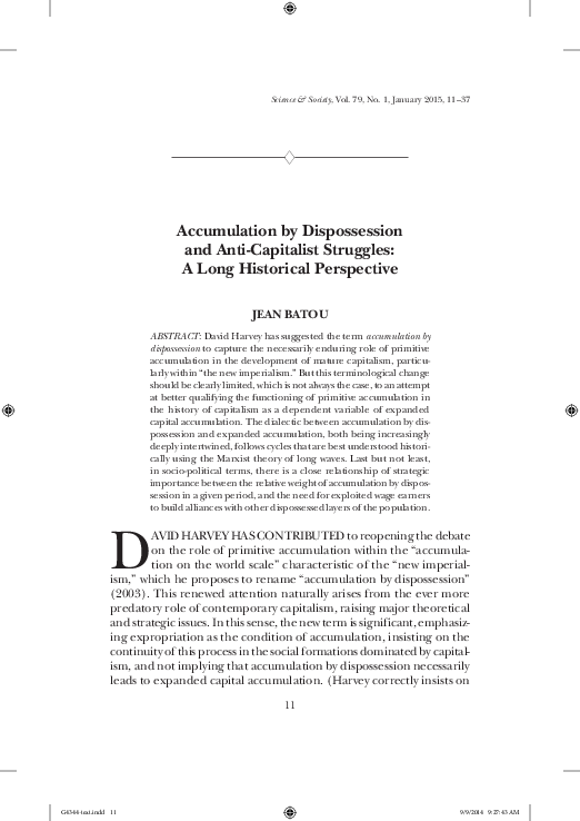 (PDF) Accumulation by Dispossession and Anti-Capitalist Struggles: A ...