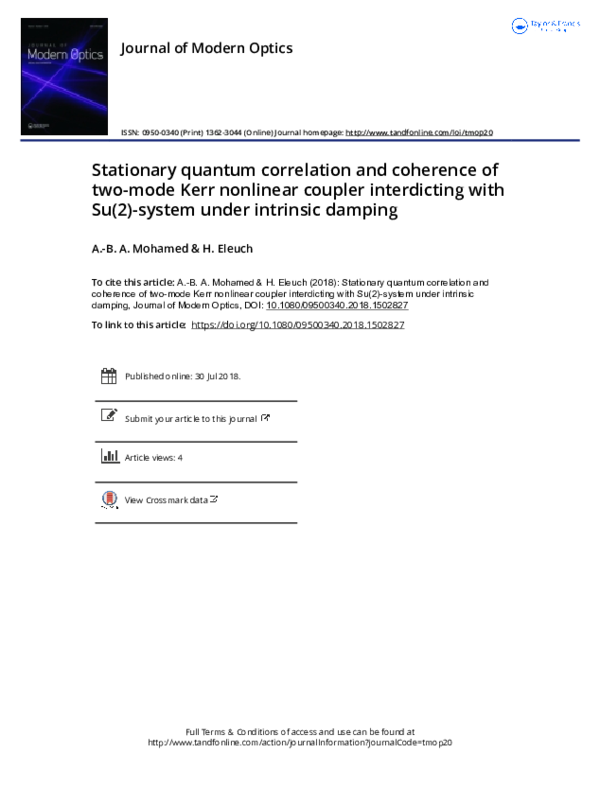 (PDF) Stationary quantum correlation and coherence of two-mode Kerr nonlinear coupler ...