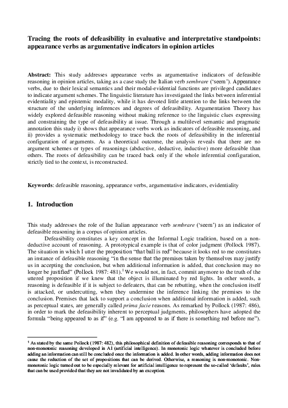 (DOC) Tracing the roots of defeasibility in evaluative and ...