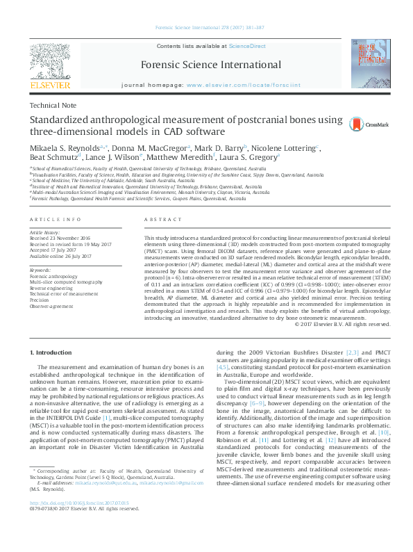 (PDF) Standardized anthropological measurement of postcranial bones ...