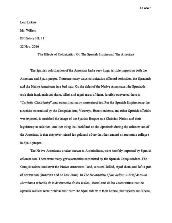 (PDF) The Effects of Colonization On The Spanish Empire and The Americas
