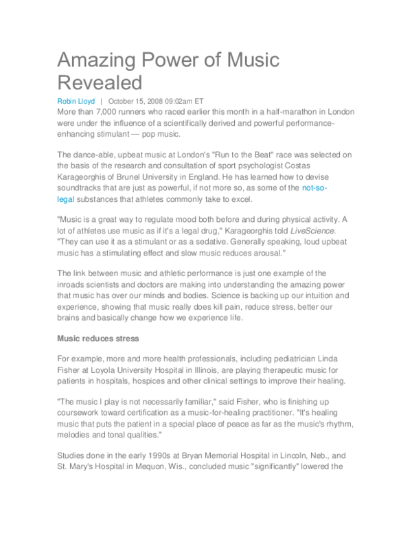 (DOC) Amazing Power of Music Revealed