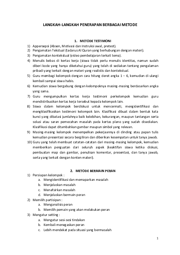 (DOC) LANGKAH-LANGKAH PENERAPAN BERBAGAI METODE