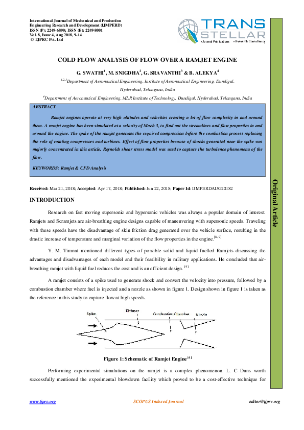 (PDF) COLD FLOW ANALYSIS OF FLOW OVER A RAMJET ENGINE