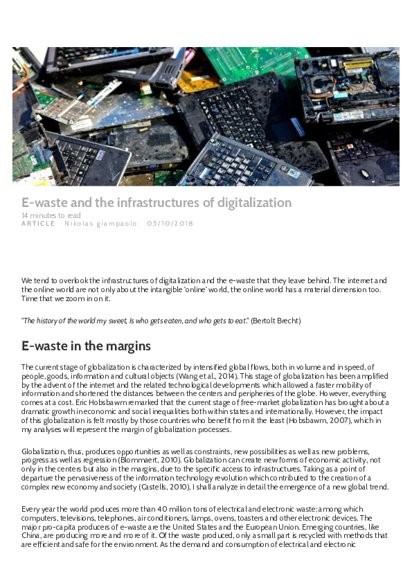 (PDF) E-waste and the infrastructures of digitalization