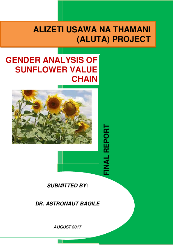(DOC) GENDER ANALYSIS OF SUNFLOWER VALUE CHAIN