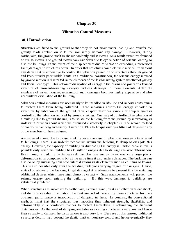 (DOC) Chapter 30 Vibration Control Measures 30.1 Introduction