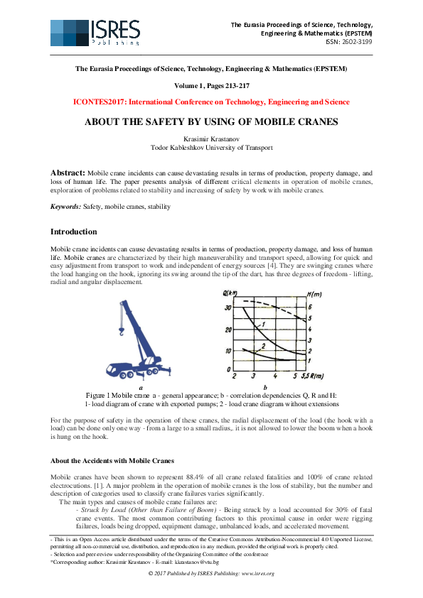 (PDF) ABOUT THE SAFETY BY USING OF MOBILE CRANES