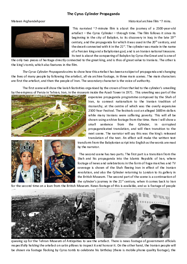 (DOC) The Cyrus Cylinder Propaganda