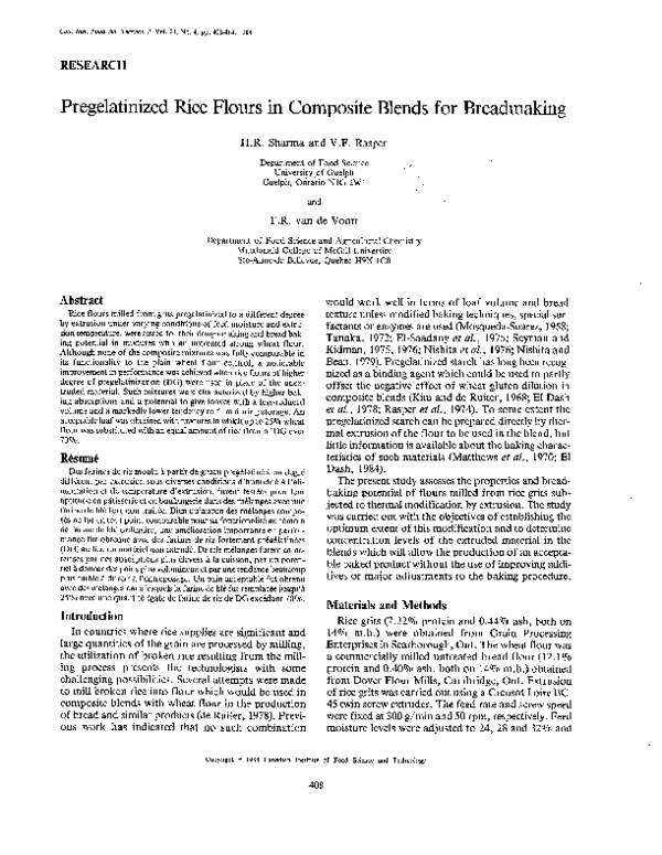 (PDF) 054 - 1988 - Pregelatinized rice flours in composite blends for breadbaking. | Frederik ...