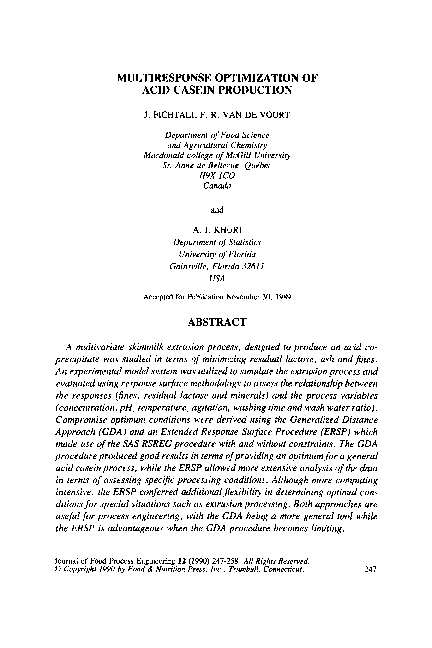 (PDF) 067 - 1990 - Multiresponse optimization of acid casein production.pdf