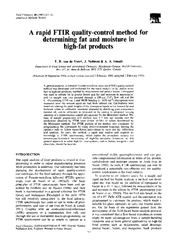 (PDF) 098 - 1993 - A rapid FTIR quality control method for determining fat and moisture in high ...