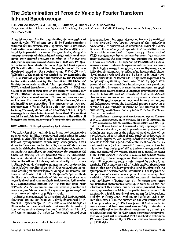 (PDF) 106 - 1994 - The determination of peroxide value by Fourier ...