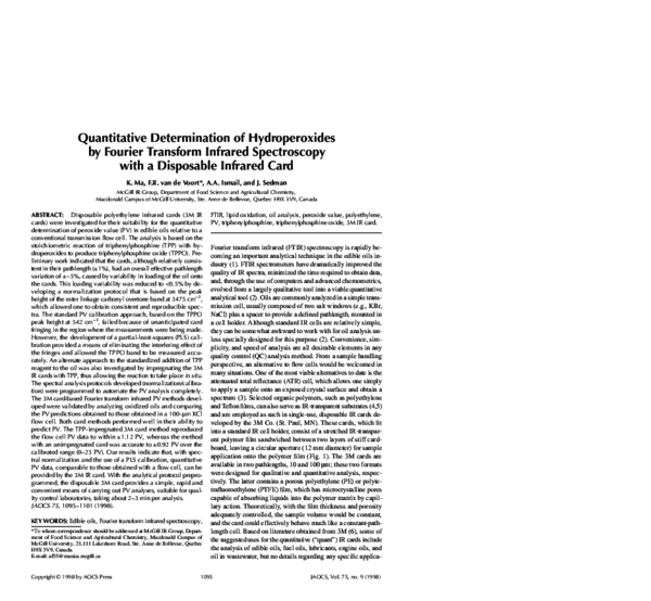 (PDF) 130 - 1998 - Quantitative determination of hydroperoxides by FTIR ...