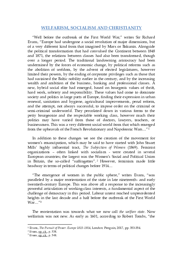 (DOC) WELFARISM, SOCIALISM AND CHRISTIANITY