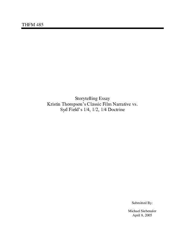 (PDF) Storytelling: Comparing Kristin Thompson & Syd Field | Mike ...