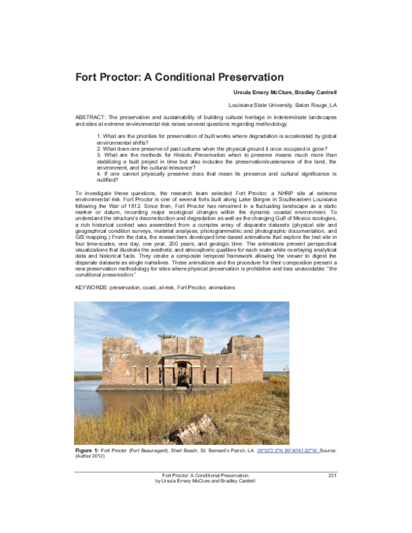 (PDF) Fort Proctor: A Conditional Preservation
