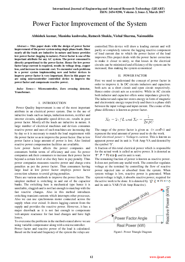 (PDF) Power Factor Improvement of the System using VAR Compensation ...