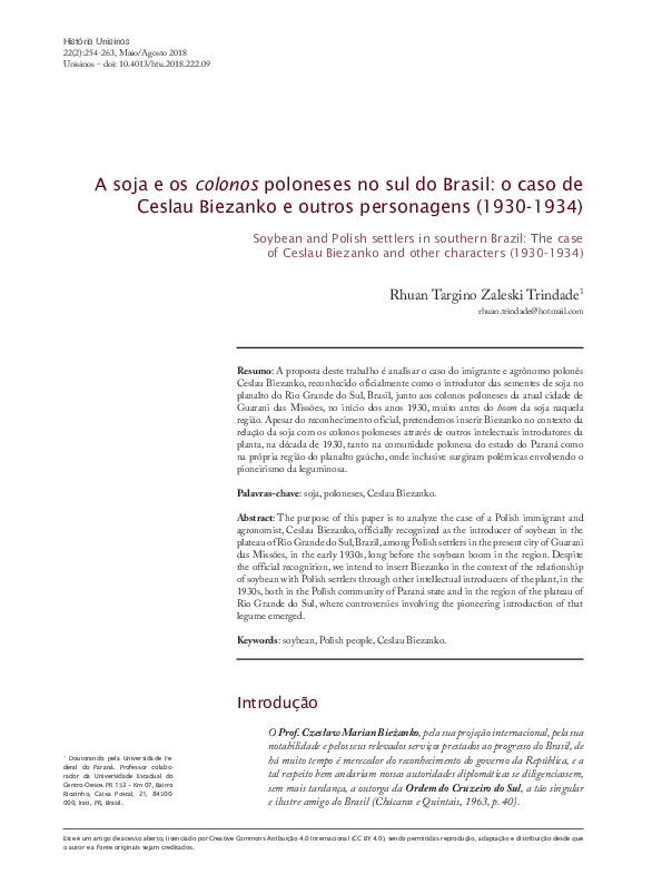 (PDF) A soja e os colonos poloneses no sul do Brasil: o caso de Ceslau ...