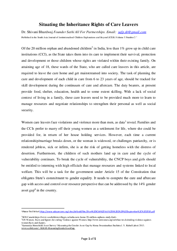 (DOC) Situating the Inheritance Rights of Care Leavers