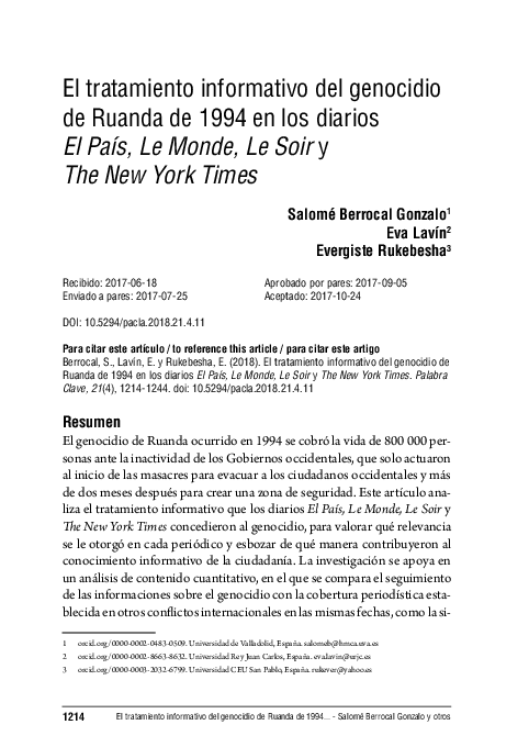 (PDF) How the Newspapers El País, Le Monde, Le Soir and The New York ...