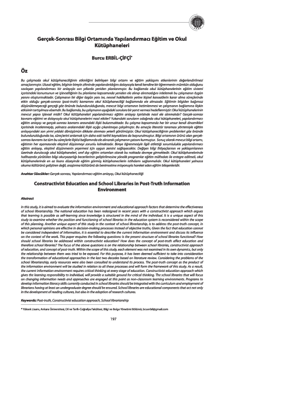 (PDF) Constructivist Education and School Libraries in Post-Truth Information Environment