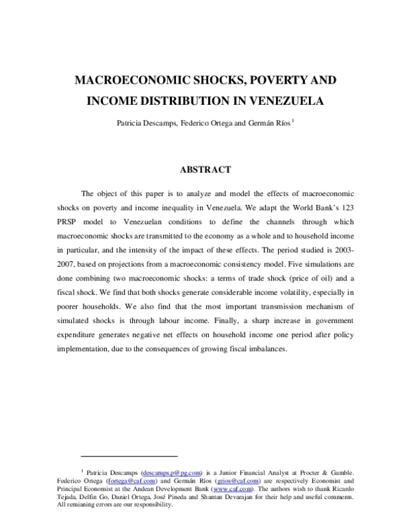 (PDF) Macroeconomic Shocks, Poverty and Income Distribution in Venezuela