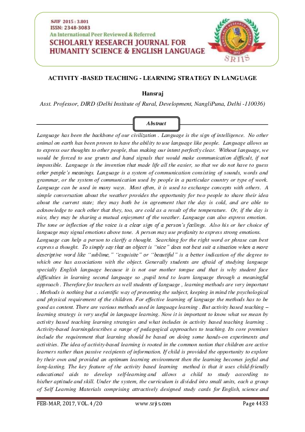 (PDF) ACTIVITY -BASED TEACHING -LEARNING STRATEGY IN LANGUAGE
