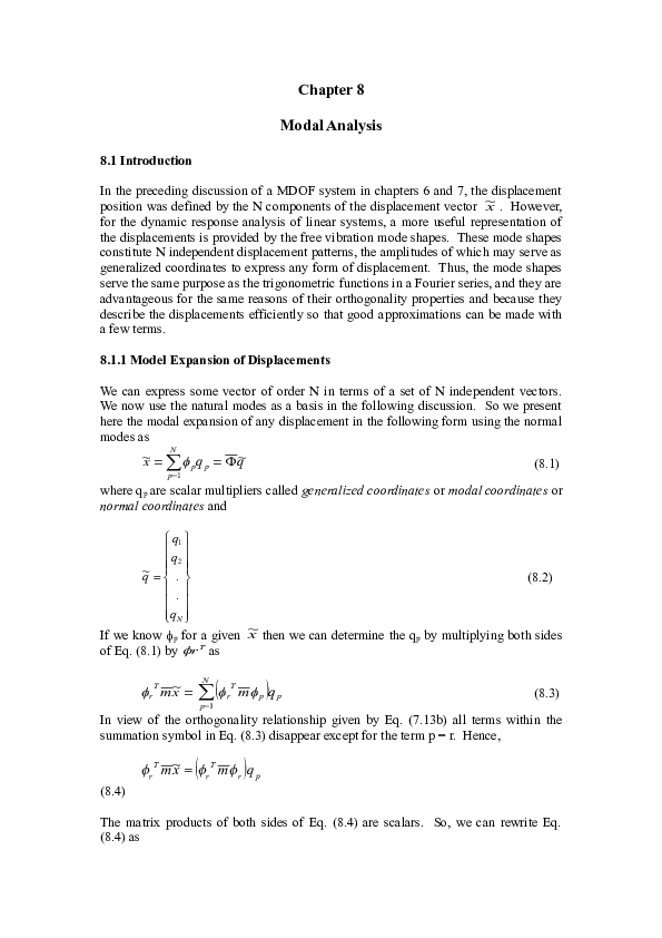 (DOC) Chapter 8 Modal Analysis