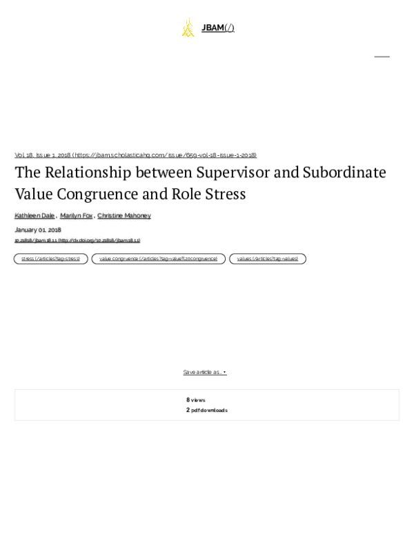 (PDF) The Relationship between Supervisor and Subordinate Value ...