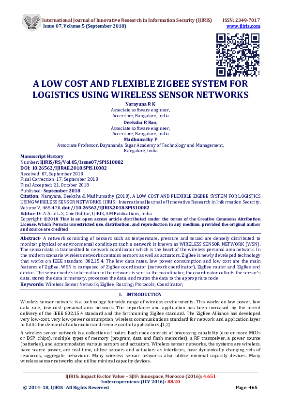 (PDF) A LOW COST AND FLEXIBLE ZIGBEE SYSTEM FOR LOGISTICS USING WIRELESS SENSOR NETWORKS