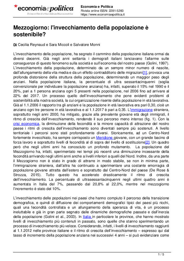 (PDF) Reynaud, C., Miccoli, S., Monni, S. (2018) “Mezzogiorno: l ...