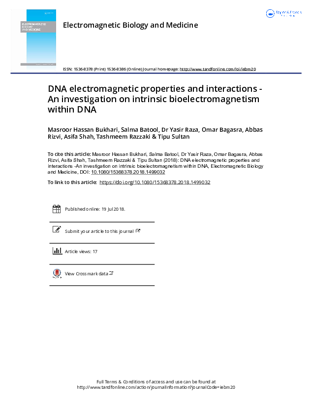 (PDF) DNA electromagnetic properties and interactions -An investigation ...